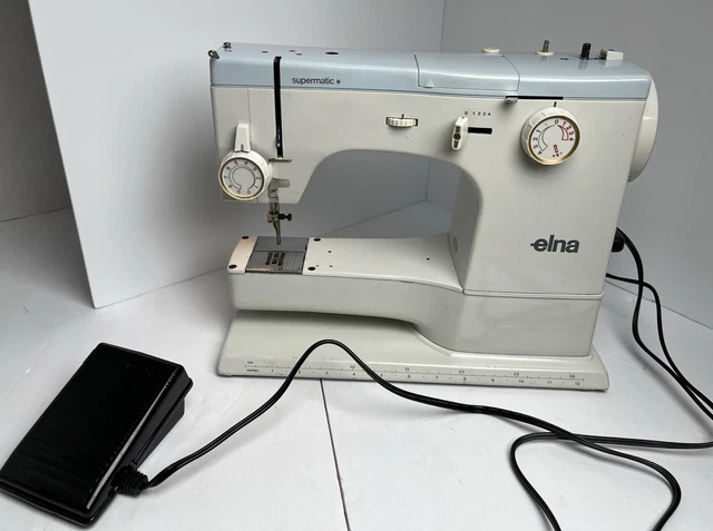 ELNA SUPERMATIC ELECTRIC Sewing Machine w/ foot-petal/power-cord TESTED ...
