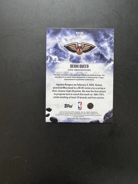 DERIK QUEEN – 2025-26 Topps – Pelicans - #RTO-DQ - Patch - Holo - RC ...