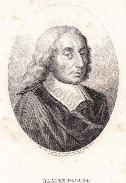 PORTRAIT XIXE BLAISE Pascal Théologien Physicien Mathématicien ...