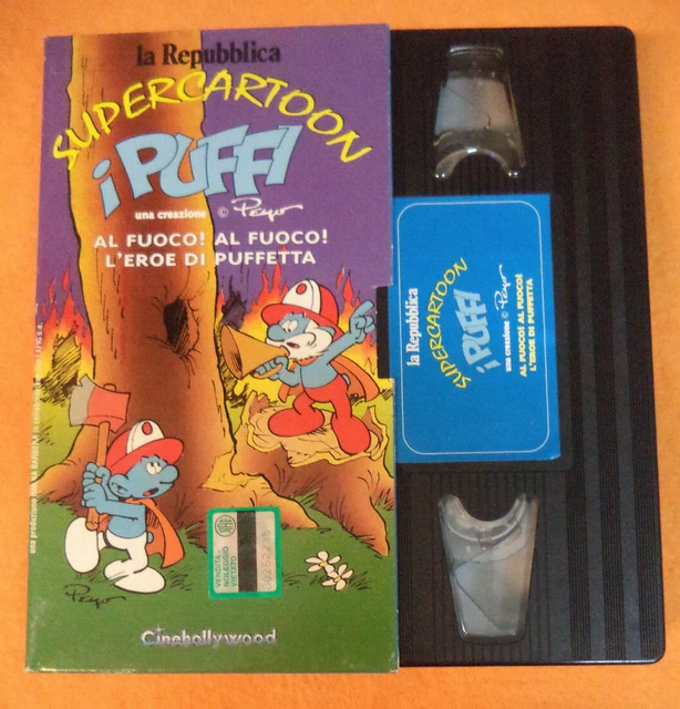 VHS FILM I PUFFI al fuoco L'eroe di puffetta SUPERCARTOON repubblica ...