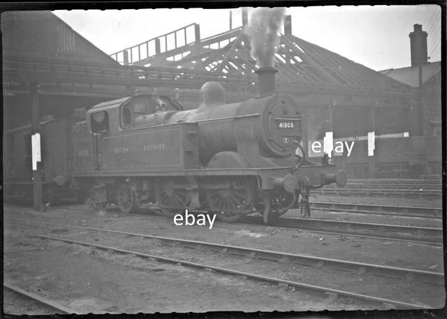 ORIGINAL LARGER NEGATIVE OF LMS STEAM LOCO 41905 AT LONGSIGHT in 10/49 ...
