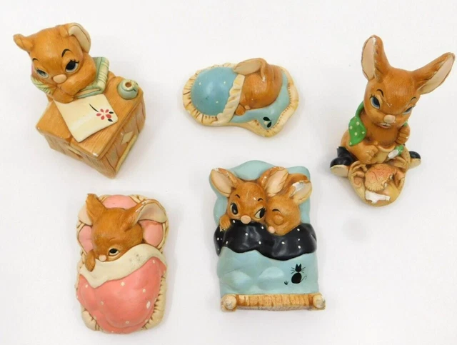 PENDELFIN BUNNY RABBITS Vintage Figures Lot of 5 Nipper Boswell ...