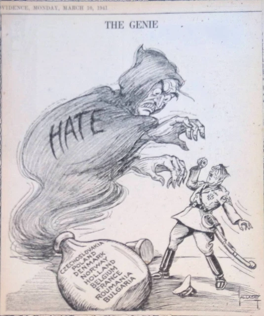 HITLER MAKING ENEMIES Across Europe Original Political Cartoon WWII 3 ...