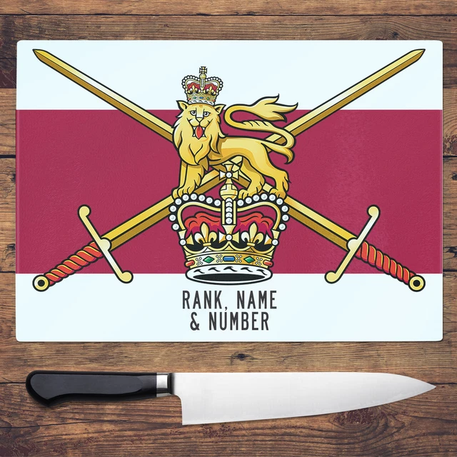 PERSONALISED BRITISH ARMY Logo Chopping Board Military Worktop Saver ...