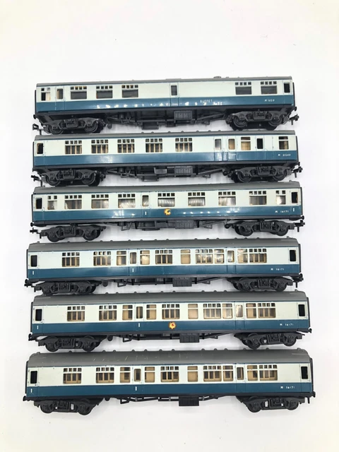 6 X TRIX TTR OO Gauge Coach BR Blue Grey Mk.1 M1820 Buffet, M21240 ...