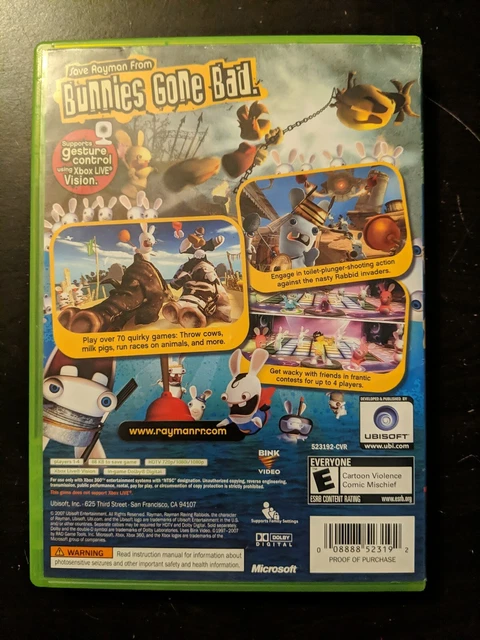 RAYMAN RAVING RABBIDS (Microsoft Xbox 360, 2007) Tested X360 523192-CVR ...