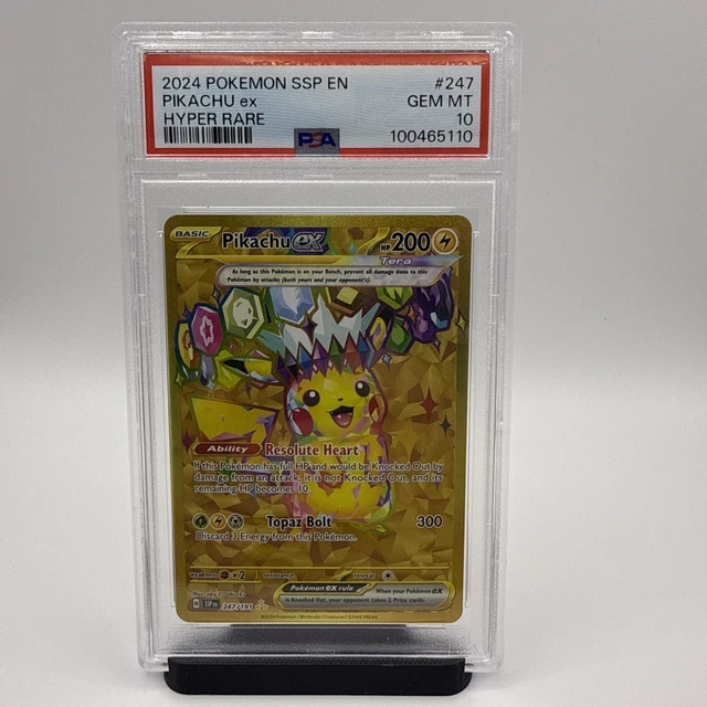 2024 POKEMON SV08: Surging Sparks Hyper Rare Pikachu ex #247 PSA 10 GEM ...