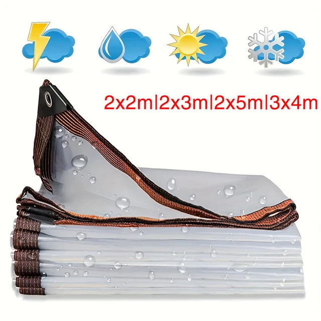 CLEAR TARPAULIN HEAVY Duty Waterproof Transparent Cover Tarp Ground ...