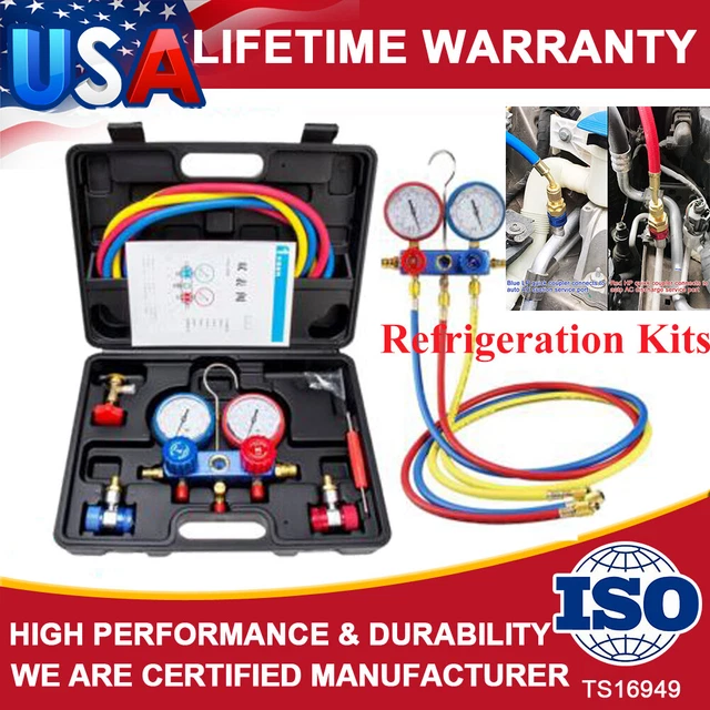 AIR CONDITIONER KIT A/C Charging Manifold Gauge Set AC Refrigeration ...