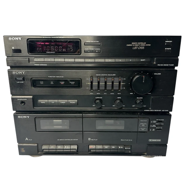 VINTAGE SONY LBT-D105 Hi Fi Stereo Double Deck Receiver System WORKING ...