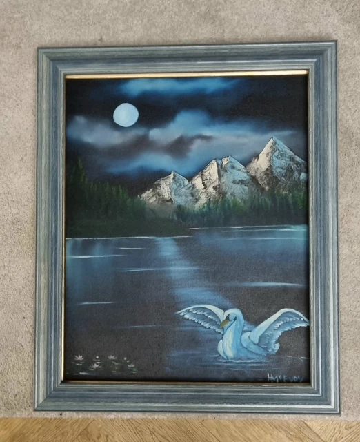 MOONLIGHT!!! OIL PAINTING 16''X20'' SIGNED by H.McEVOY and FRAMED ...