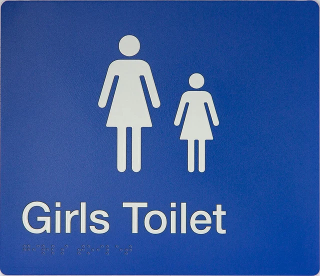 GIRLS TOILET SIGN (Braille) | Blue PVC Braille Signs $37.19 - PicClick