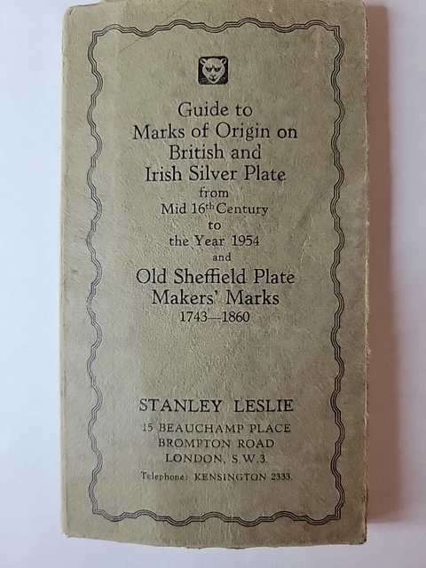 GUIDE TO MARKS of Origin British Irish Silver Plate 9th ed. 1955 VGC ...