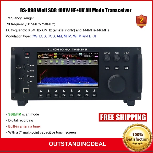 HAMGEEK RS-998 WOLF SDR 100W HF+UV All Mode Transceiver Built-in ...