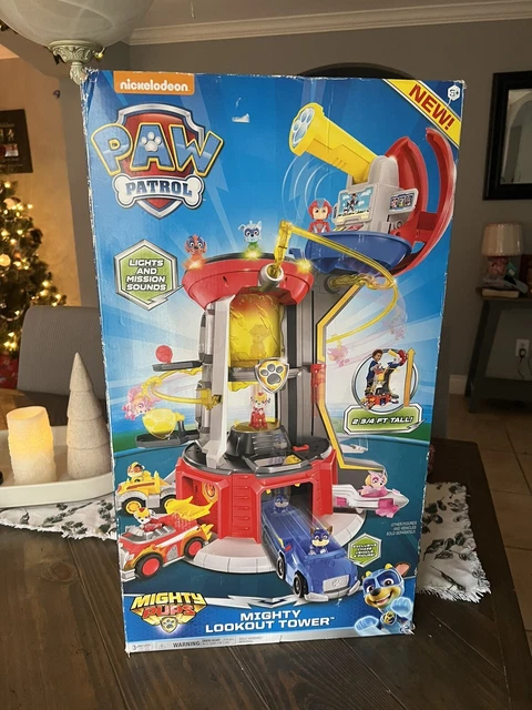 PAW PATROL MIGHTY Pups Super PAWs Lookout Tower Playset + Vehicles Lot ...