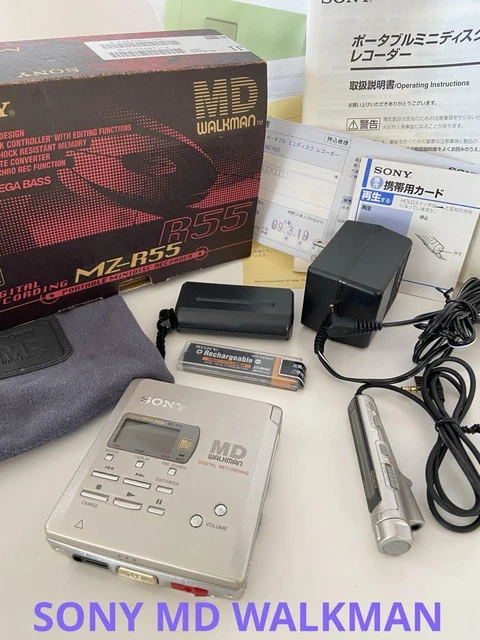 SONY MD WALKMAN MZ-R55 Portable Player with AC Adapter Remote and ...