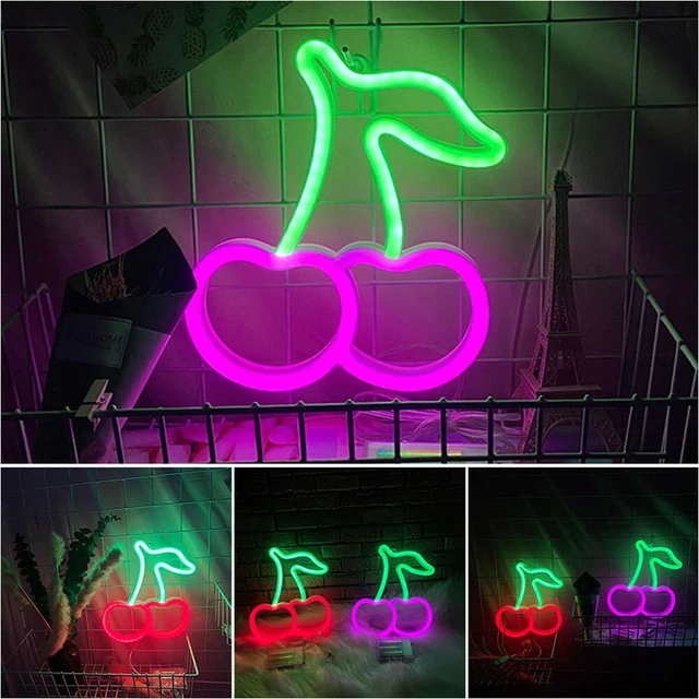 CHERRY NEON LAMP LED Neon Signs Lamp USB and Battery Powered Neon Light ...