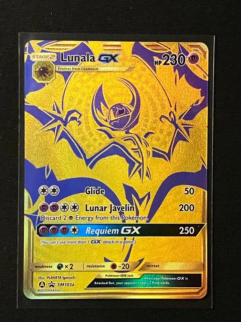 POKEMON SOLGALEO & LUNALA GX Gold Ultra Rare TCG Cards SM104a & SM103a ...
