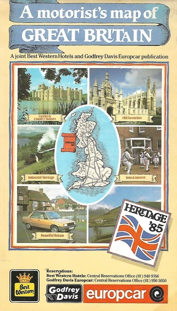 MOTORIST’S MAP OF Great Britain map Best Western Godfrey Davis Europcar ...