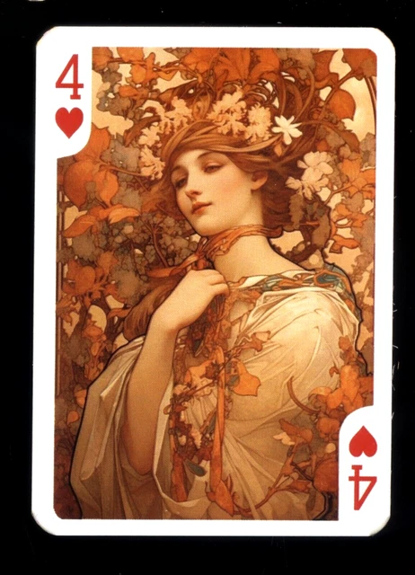 WIDE MODERN PLAYING Card Art Nouveau Seductive Female Orange Colored ...