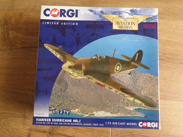 CORGI 1/72 HAWKER Hurricane Mk.1 V7795 Crete 1941 80 Sq Aa27604 Limited ...
