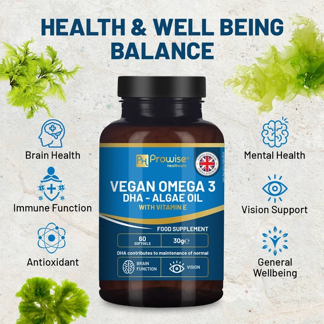 VEGAN OMEGA-3 DHA from Algae Oil| Prowise Healthcare| 60 Softgels with ...