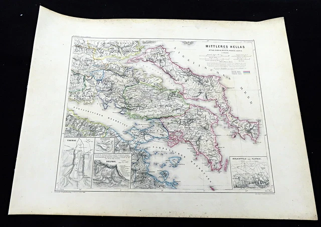 GRANDE MAPPA ANTICA Di Antico Grecia Attica Locris Phocis Boeotia ...