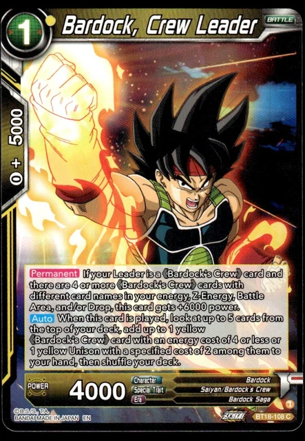 2022 DRAGON BALL Dawn of the Z-Legends Bardock, Crew Leader #BT18-108 C ...
