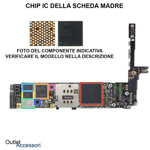 IC CARICA CONTROLLER U2 1612A1 U6300 Apple Iphone X CHIP Scheda Madre logica oem EUR 9,99 ...