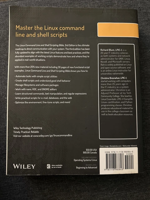 Bible Ser Linux Command Line And Shell Scripting Bible By Christine Bresnahan 4 79 Picclick