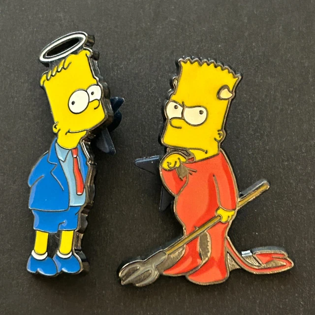 UNIVERSAL STUDIOS BART Simpson Good Bad Devil Angel 2 Pin Set Pin 0 £36 ...