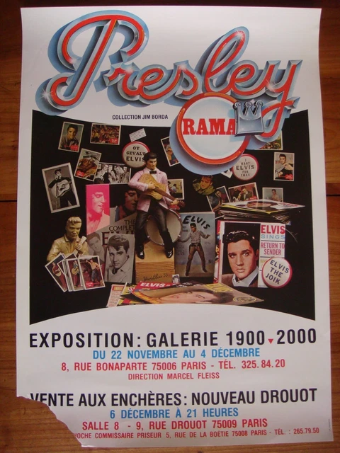 AFFICHE EXPOSITION VENTE ELVIS PRESLEY Collection Jim Borda année 1982 ...