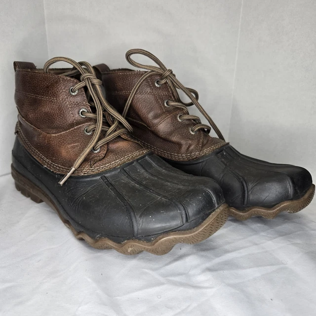 SPERRY MENS 9.5 Brewster Low Duck Boots Brown Black STS22783 Rain ...