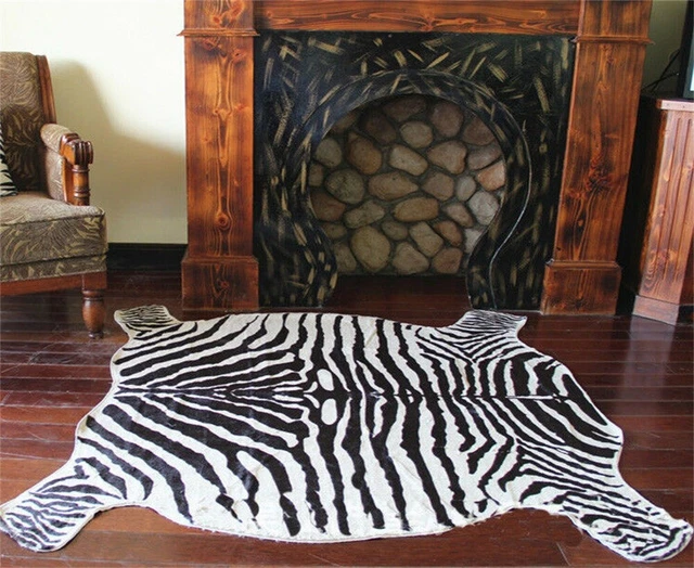 LARGE ZEBRA PRINT Rug Hide Faux Animal Skin Carpet Home Decor Floor Mat ...