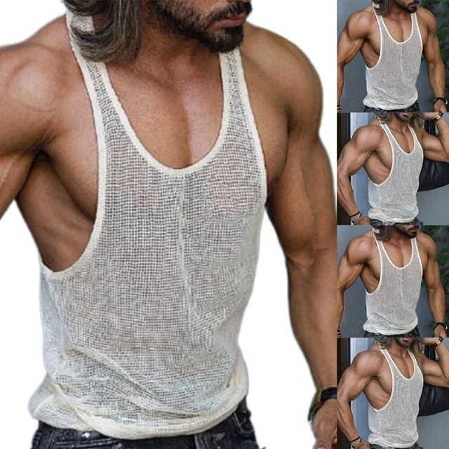 GILET EN TRICOT respirant homme See Through filet de pêche débardeur ...