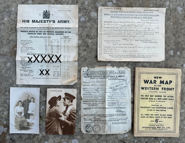 WW1 BRITISH ARMY 1914 Bef Rates Of Pay, Western Front Map + Discharge ...