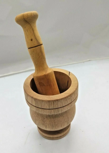 VINTAGE HAND TURNED Wooden Mortar & Pestle 1970's $22.00 - PicClick CA