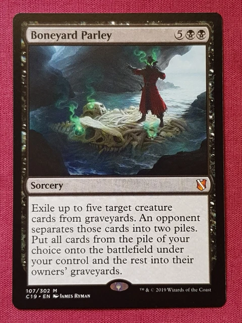 MAGIC THE GATHERING COMMANDER 2019 C19 BONEYARD PARLEY black card MTG ...