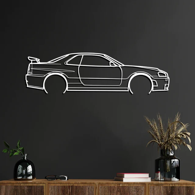 NISSAN R34 GT-R Nismo detaillierte Wandbild Silhouette EUR 89,95 ...