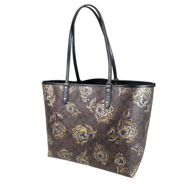 COACH REVERSIBLE CITY Tote in Signature Canvas with Tulip Print $99.00 ...