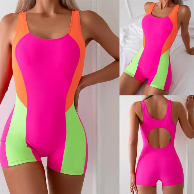 DAMEN EINTEILER OVERALLS Badeanzug Schwimmanzug mit Bein Kreuz Rücken ... DAMEN EINTEILER OVERALLS Badeanzug Schwimmanzug mit Bein Kreuz Rücken ...