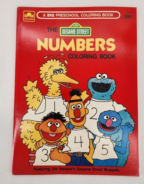 VINTAGE 1984 SESAME Street Numbers coloring book UNUSED red cover ...