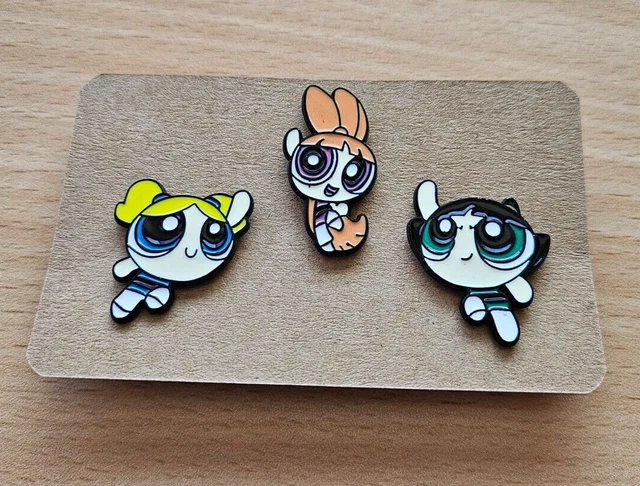 THE POWERPUFF GIRLS pin badge set of 3 - 90s TV Cartoons £4.99 ...
