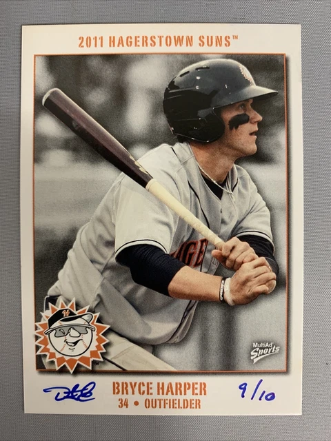BRYCE HARPER 2011 Multi-Ad Hagerstown Suns Pro début PREUVE D'ARTISTE ...