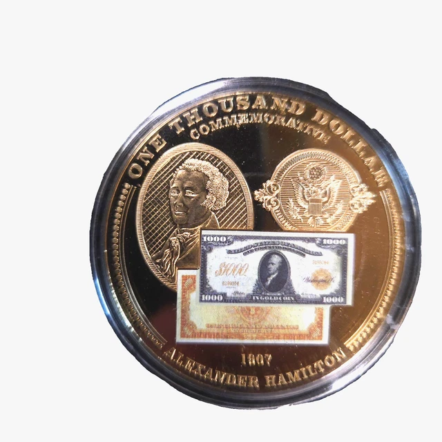 HAMILTON $1000 1907 Gold Cert Commemorative Proof Coin in Capsule. (150 ...