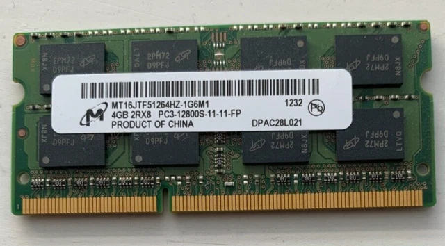 MT 4GB 2RX8 PC3-12800S DDR3-1600Mhz SODIMM Laptop Memory RAM £4.95 - PicClick UK