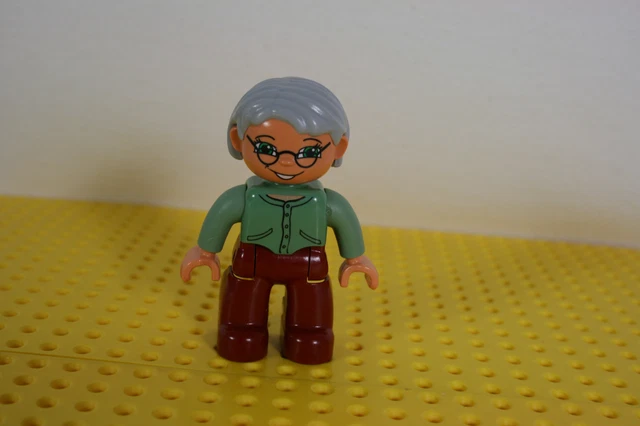 LEGO DUPLO 1 Figur Großeltern Oma silbergraue Haare & schwarze Brille ...