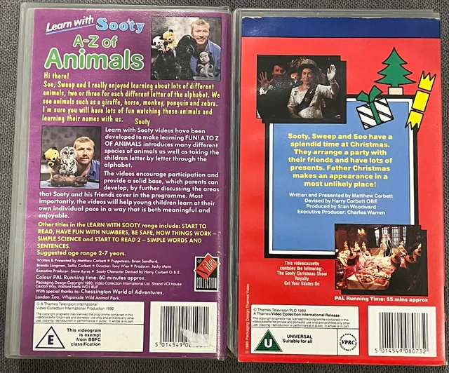 4X SOOTY VHS PAL Tapes Animals/Christmas/Be Safe/Start To Read 2 Rare ...