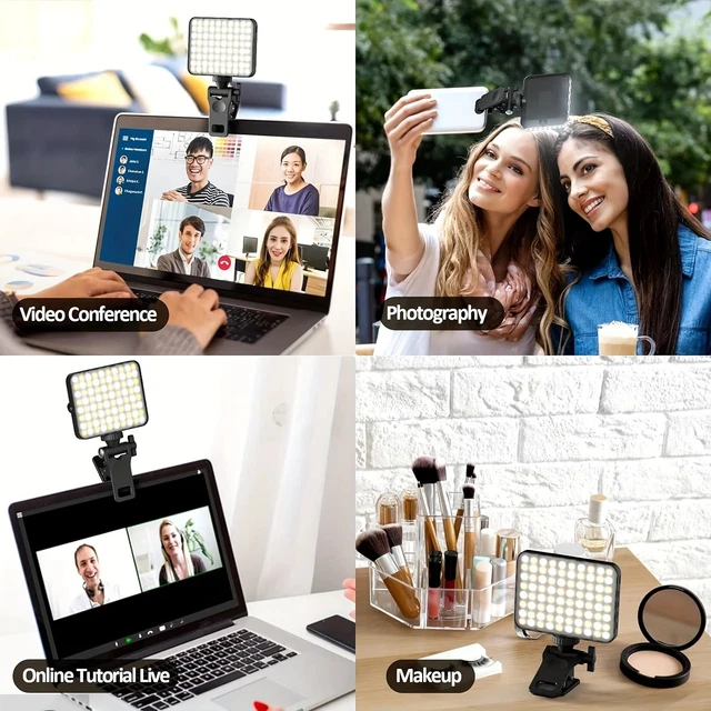 RECHARGEABLE MAGNETIC LED Selfie Light 120 LEDs 3000mAh Clip-On for ...