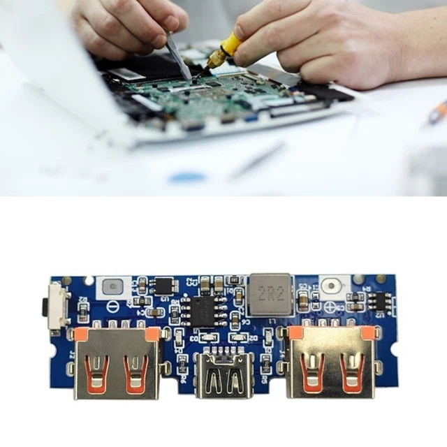 BATTERY CHARGING BOARD LED Double USB 5V 2.4A Type C Mobile Power Banks ...